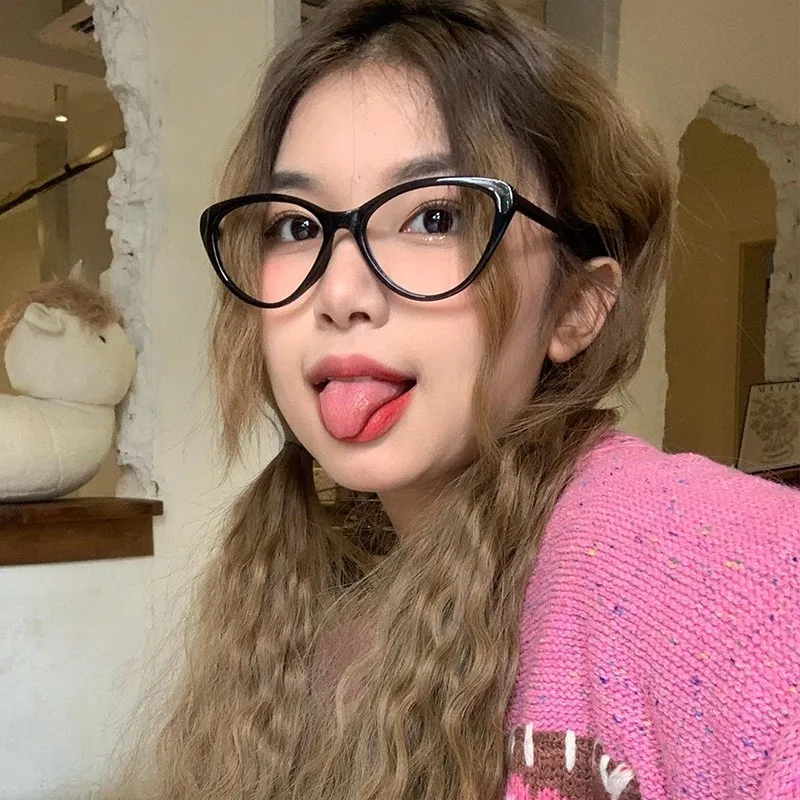 TR90 Inverted Triangle Cat Eye Glasses Frame Girl Ins No Makeup Plain ...
