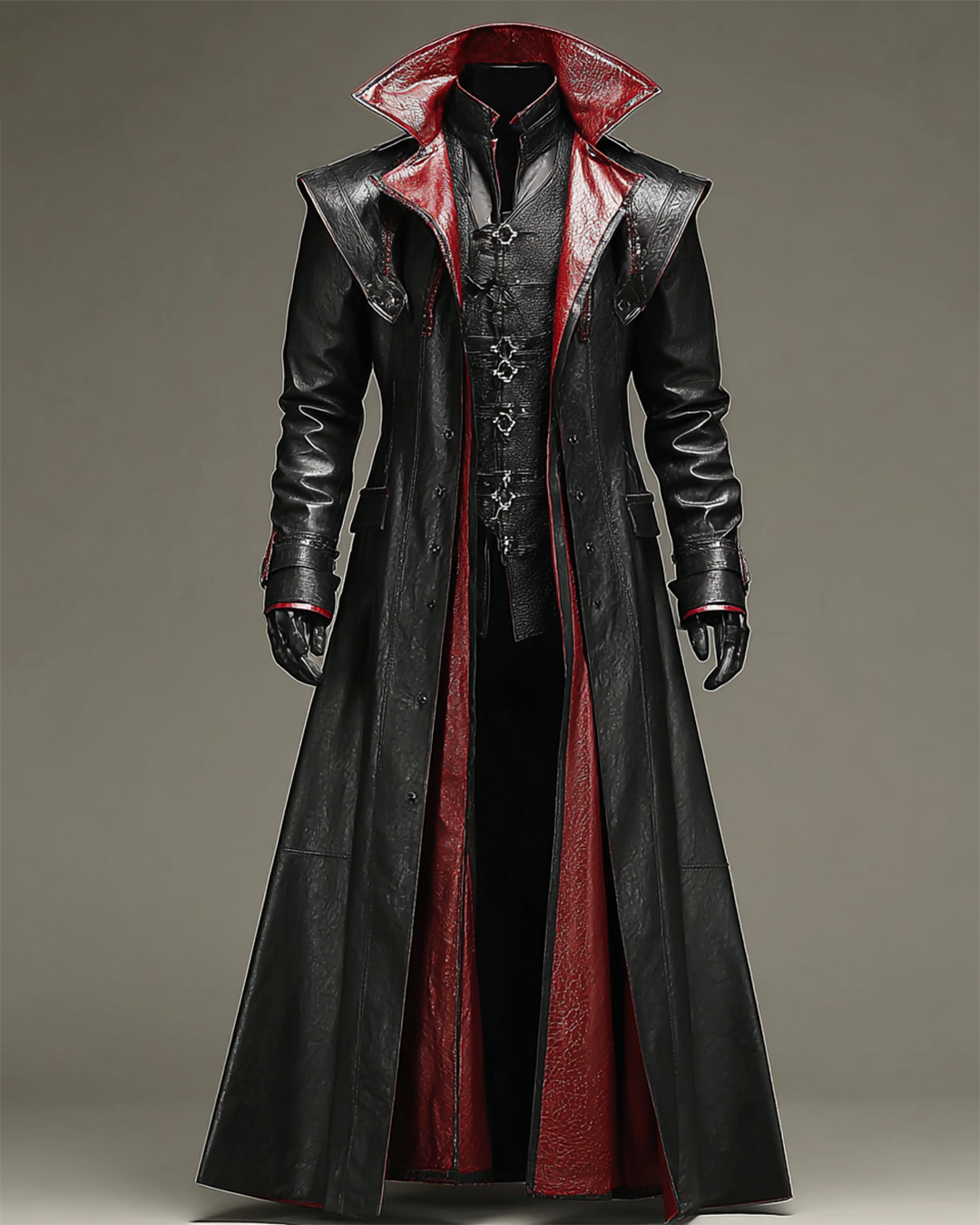 Men's autumn and winter fashion embroidered leather cape coat5816