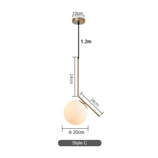 Modern LED Round Glass Ball Pendant Lights Iron E14 Pendant Lamps ...