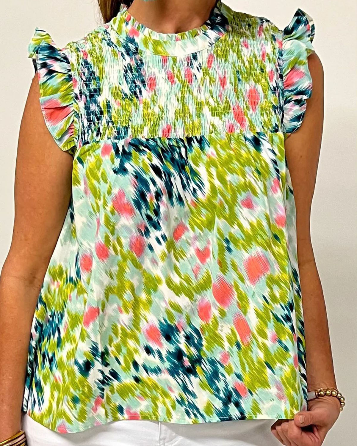 Resort-style panelled linen top d6ff