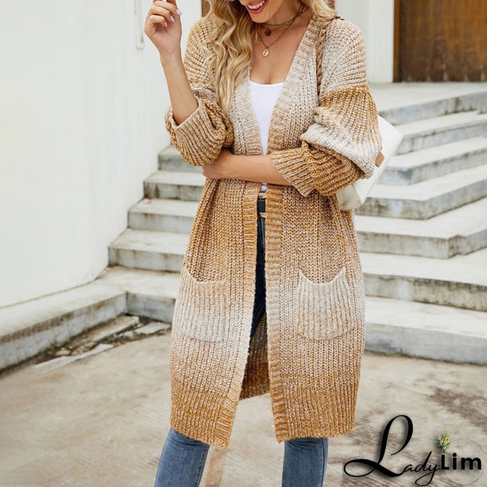 Casual Gradient Knitted Cardigan - Ladylim