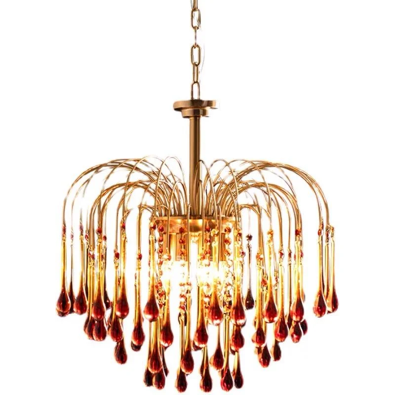 Retro Water Drop French Light Luxury Living Room Bedroom American Glass ...