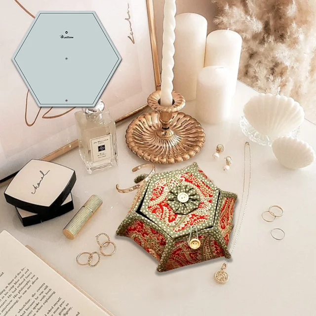 Hexagon Fabric Jewelry Box Sewing Template With Tutorial