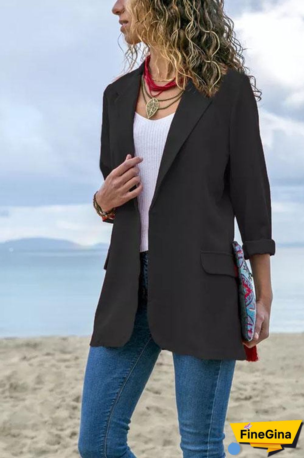 FineGina Lapel Easy Leisure Suits