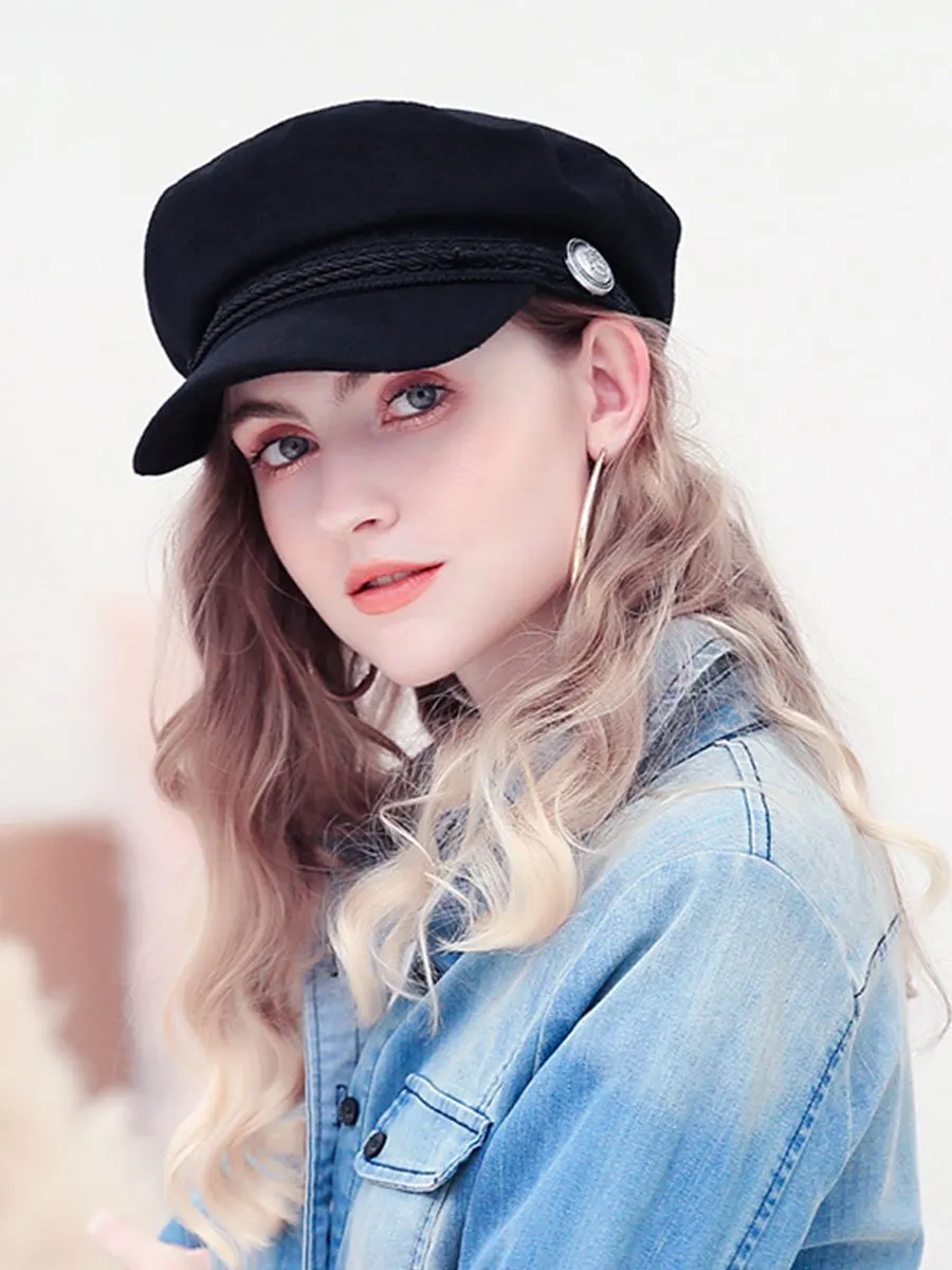 Streetwear Hat Fashion Wool Octagonal Cap