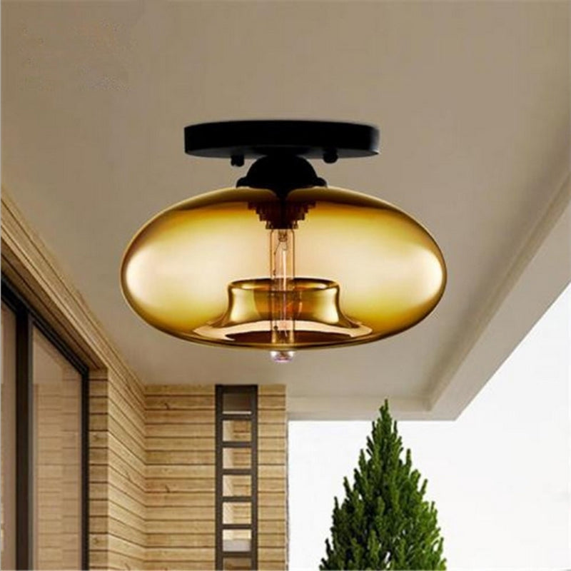 Vintage Colorful Hand Blown Glass Ceiling Lighting Retro Round Design ...