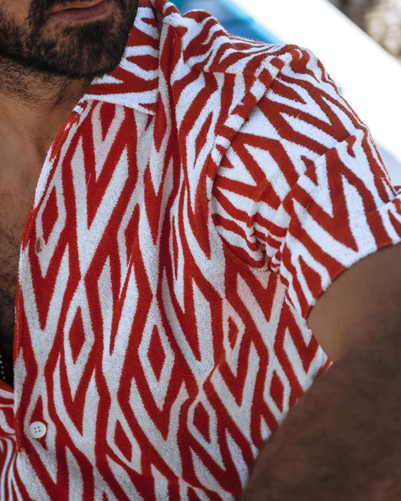 Red Diamond Pattern Casual Shirt