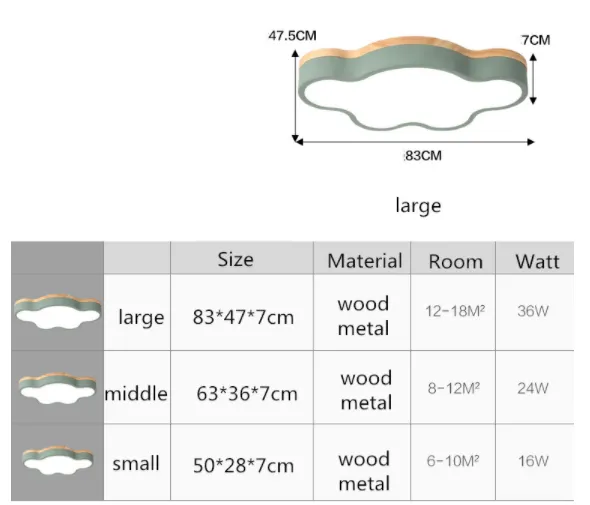 Modern LED Ceiling Light Indoor Lamp Wood Color Cloud Metal Kitchen ...