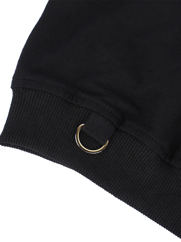 Goth Solid Slim Midriff-baring Off Shoulder Hoodie