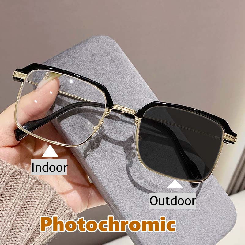 Ladies Retro Photochromic Glasses Outdoor Color Changing Far Sight ...