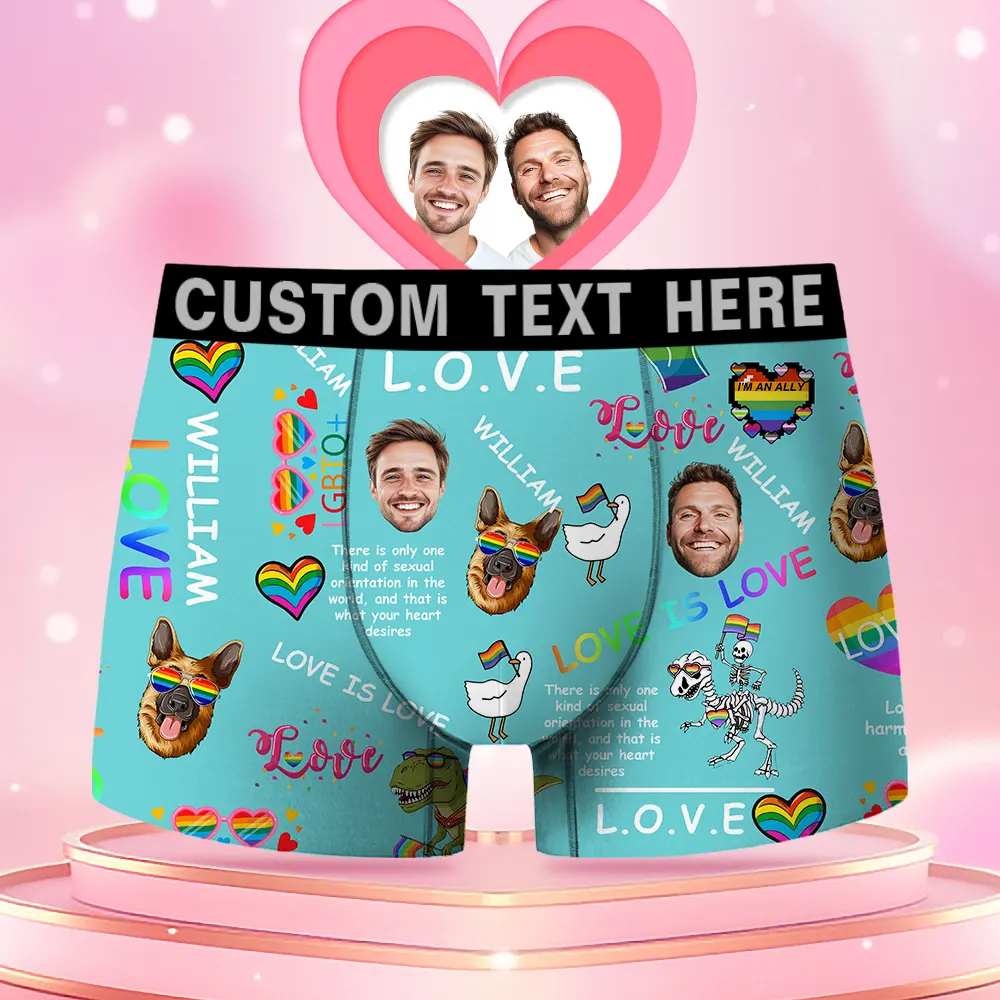 Custom Face Men's Boxer Love Is Love Lgbt Style Underwear, Birthday ...