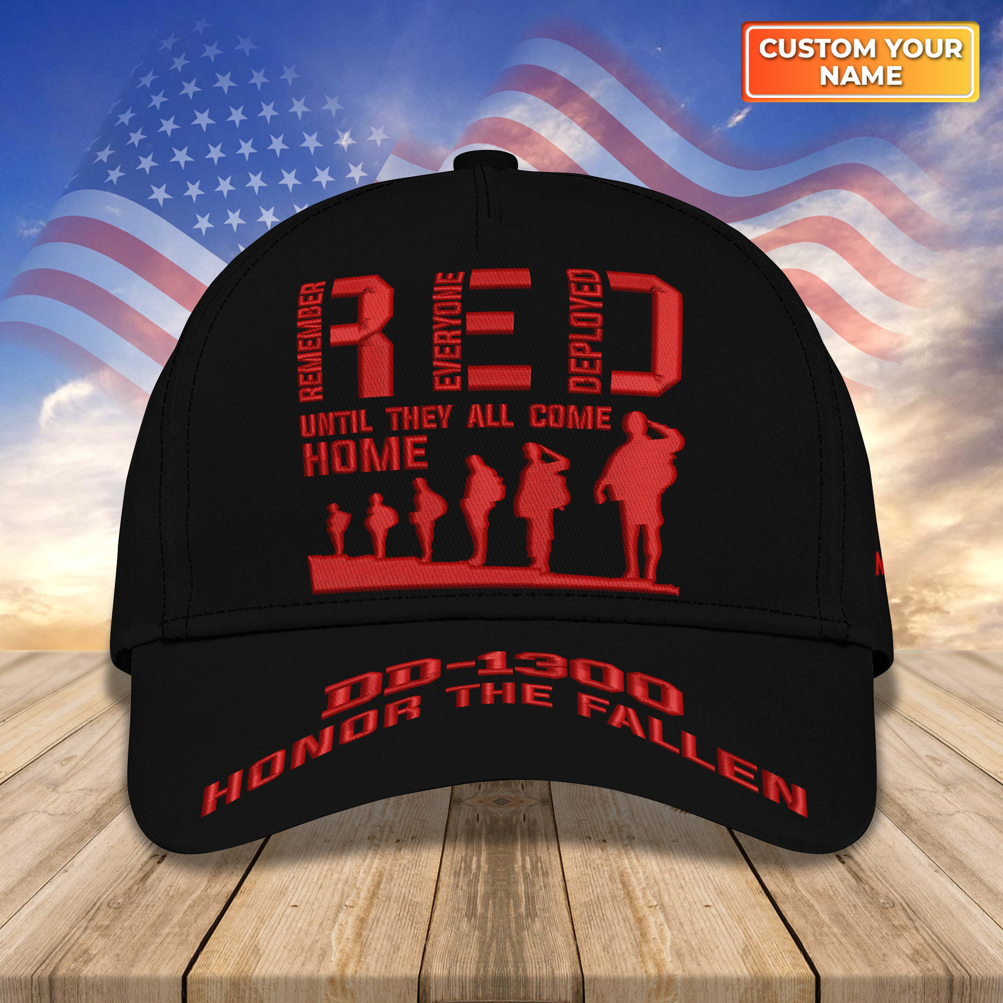 Custom Embroidery Cap - DD - 1300 RED Friday Honor For Fallen 2023 ...