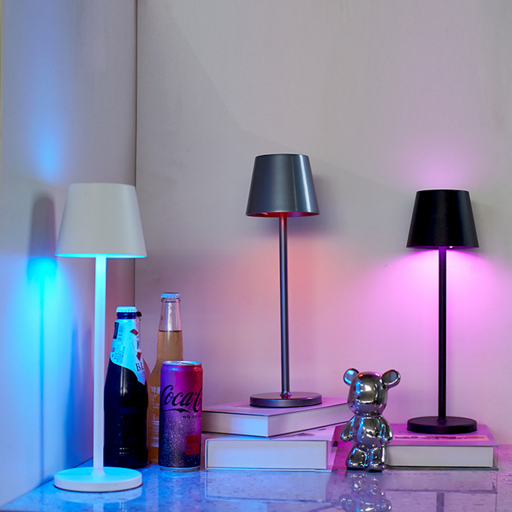 Portable Modern RGB Metal Table Lamp - Touch Dimmable RGB Color ...