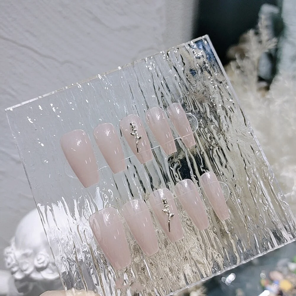 Churchf Natural Nails Set Press On Straight Square Nail Tips Cute ...