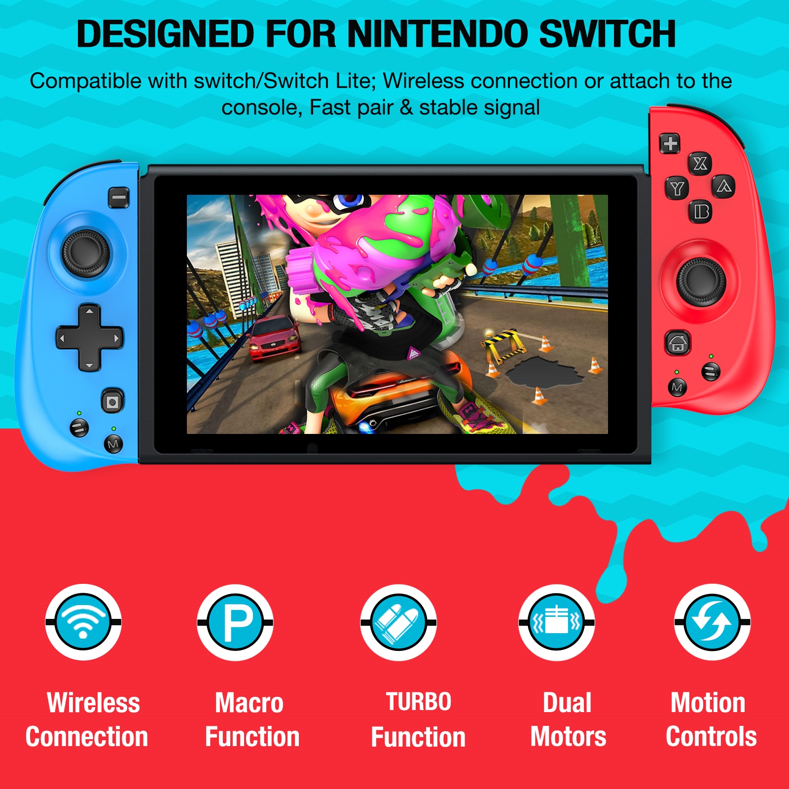 GEEMEE Wireless Controllers for Nintendo Switch, Game Controller ...
