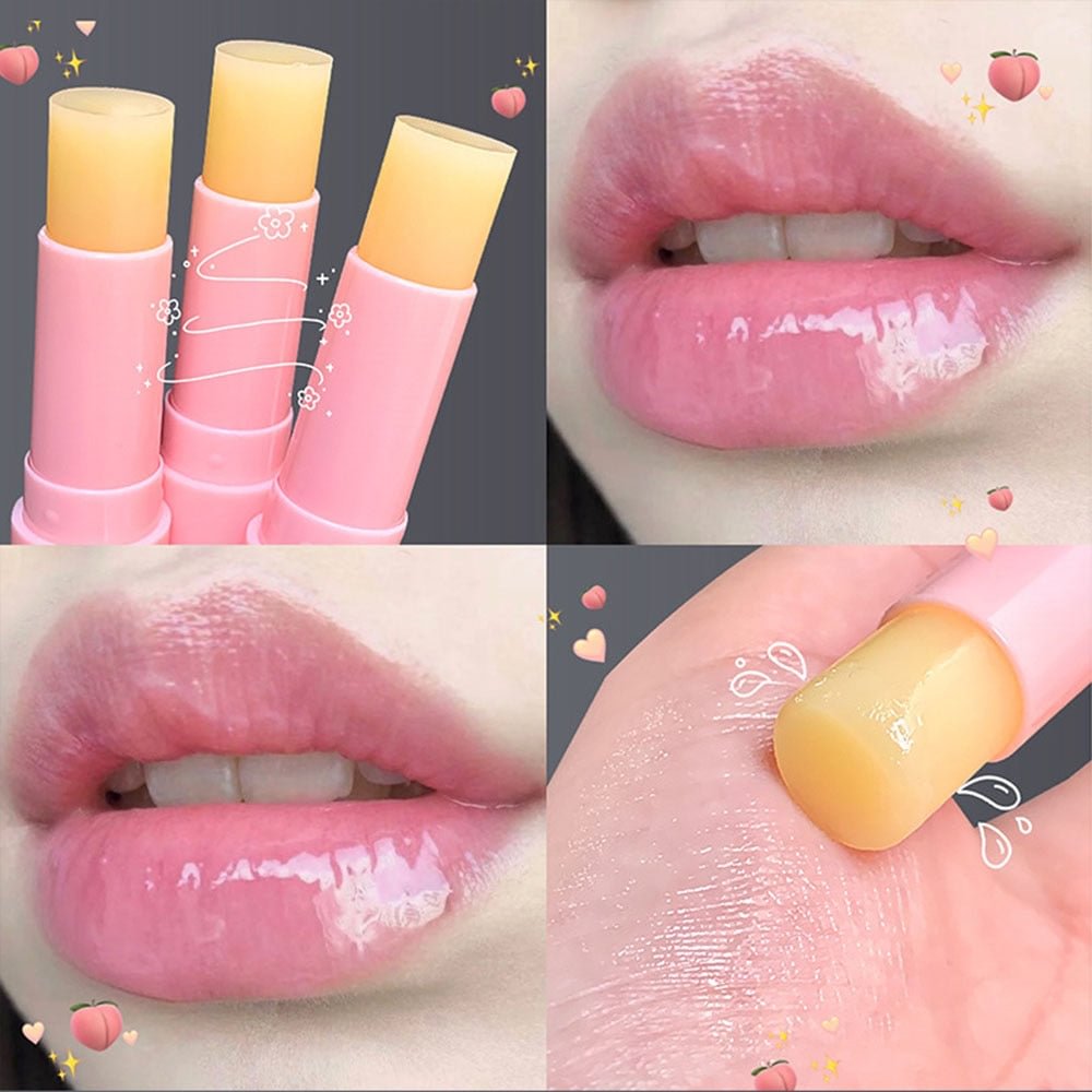 1PC Natural Peach Lip Balm Long-lasting Moisturizing Lipstick ...