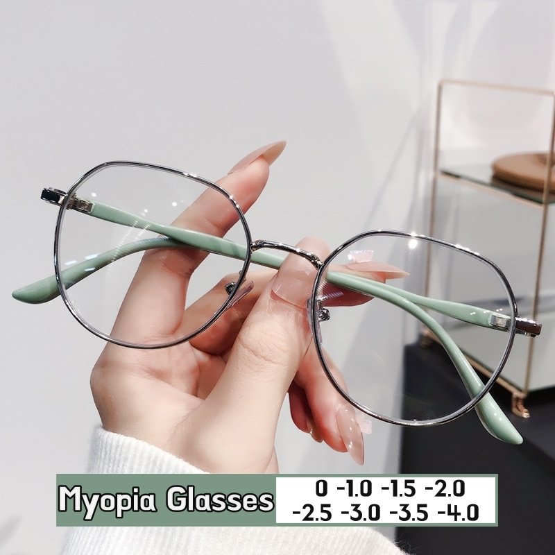 Ultralight Round Frame Anti-blue Light Myopia Eyewear Women Near ...