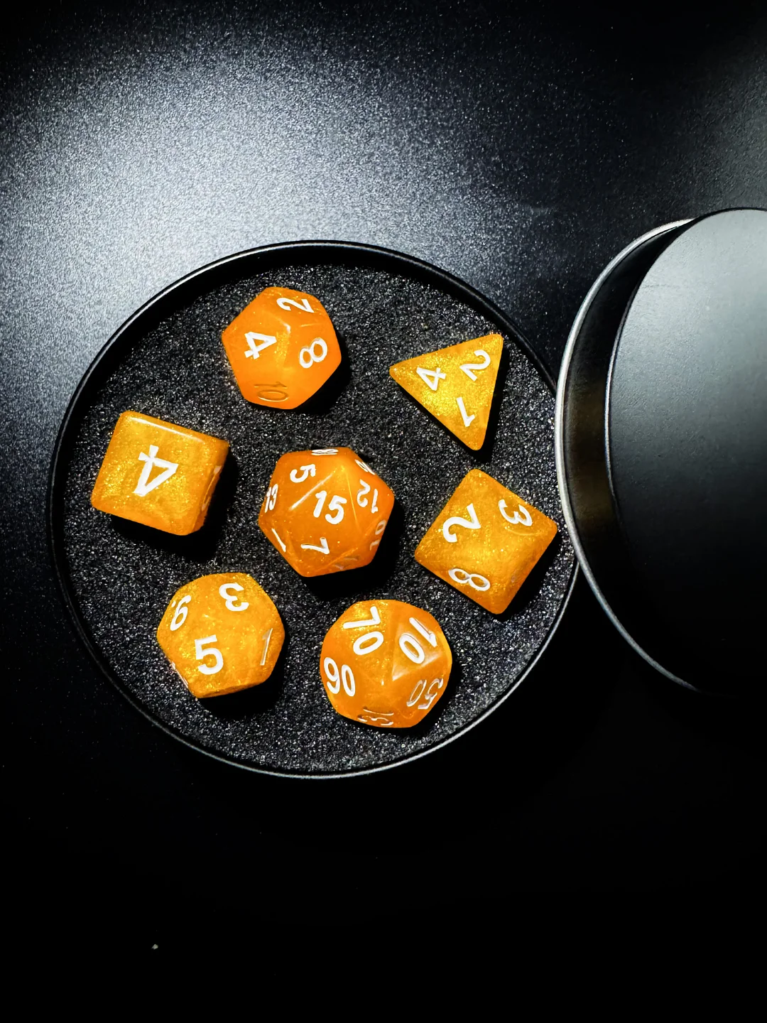 Amber Blaze Dice Set [With Dark Iron Gift Box]