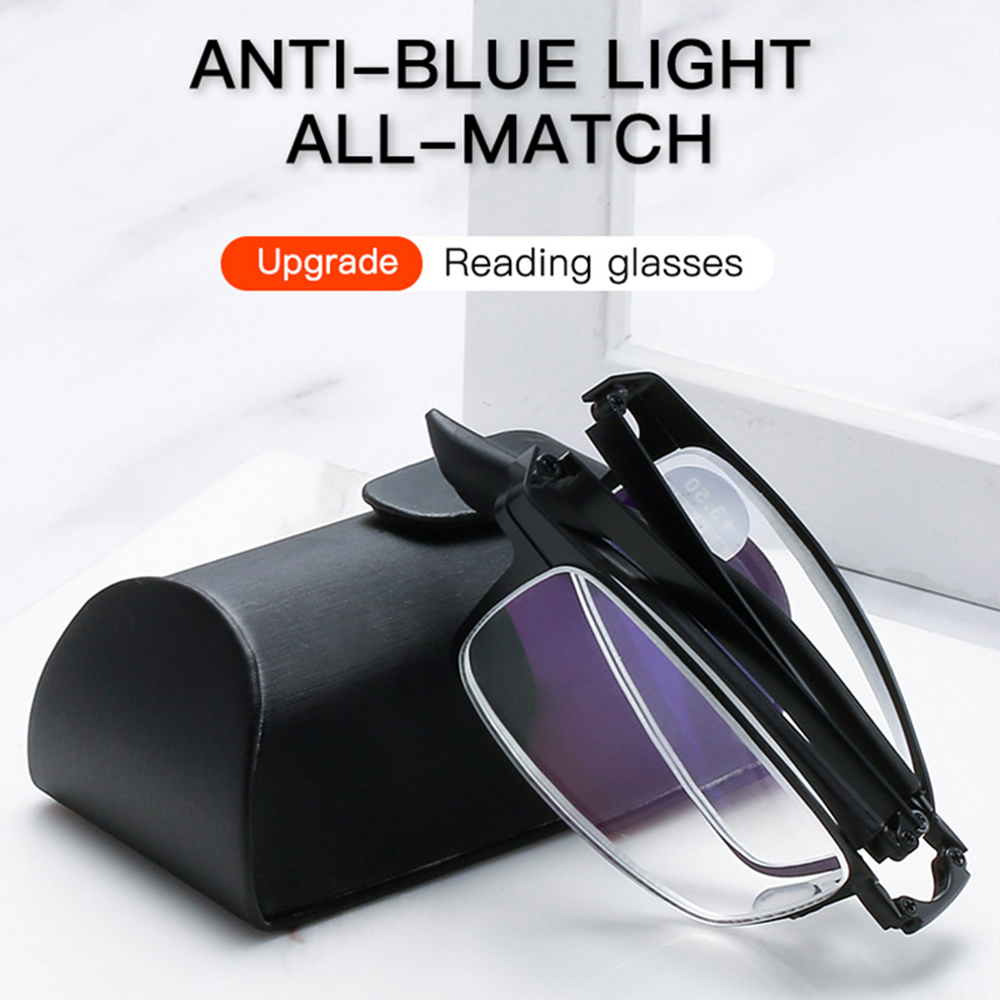 Blue Anti-Light Reading Glasses Metal Foldable Presbyopia Men's ...