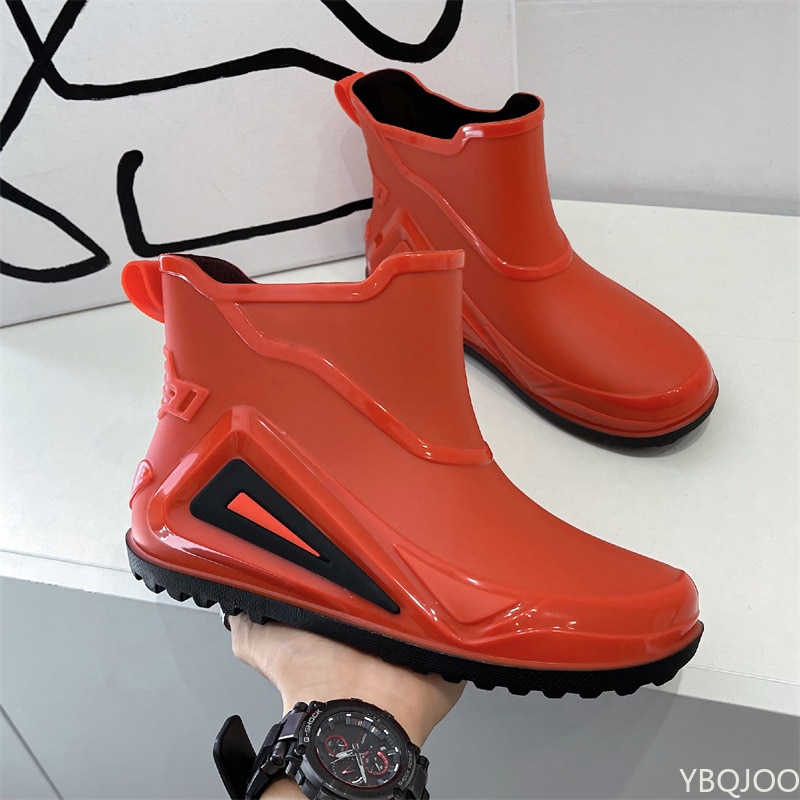 Yyvonne Red Bottom Low Rain Shoes Men Waterproof Slip On Loafers Rain ...