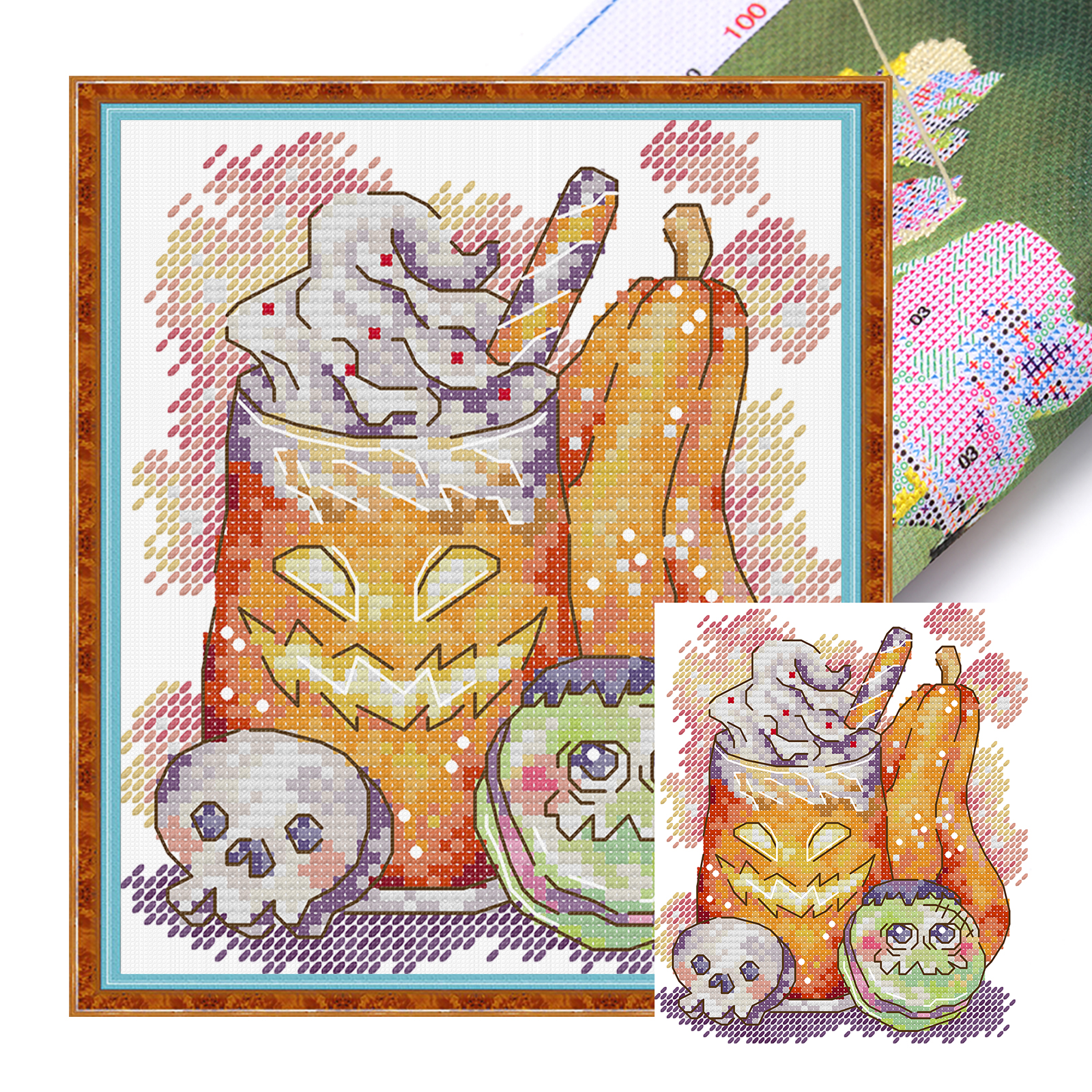 Joy Sunday -Halloween Desserts- 14CT - 2 Strands Threads Printed cross ...