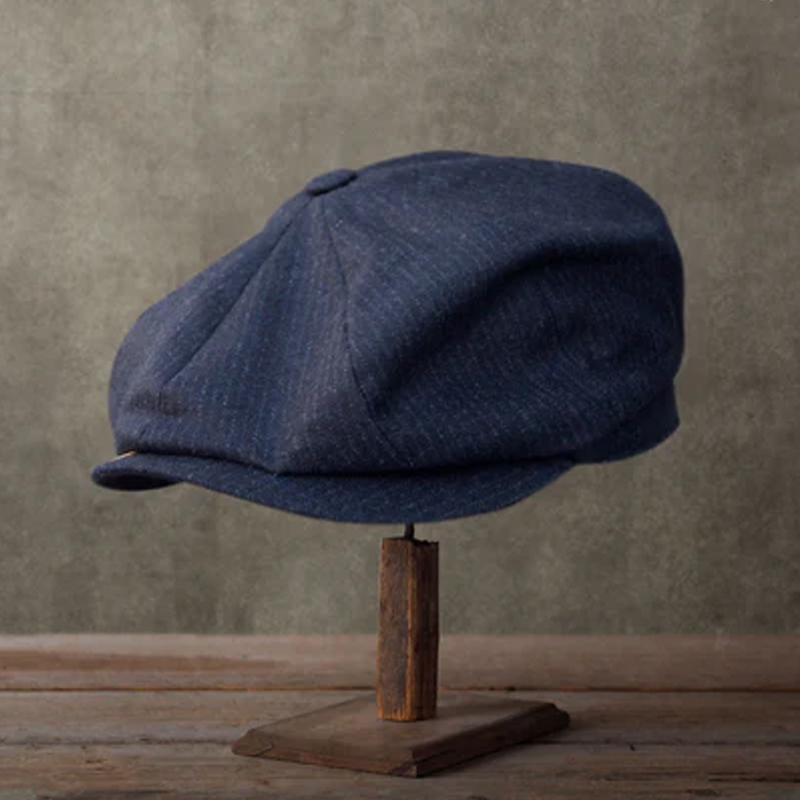 Vintage Men's Pinstripe Flannel Octagonal Hat