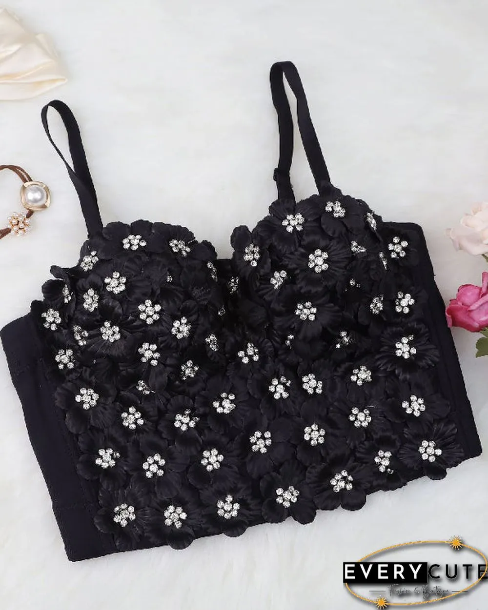 Sexy 3D Floral Diamond Outer Corset