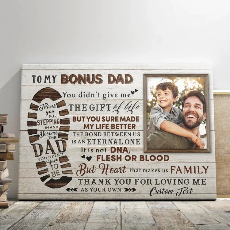 To My Bonus Dad Photo Frame Keepsake Wood Signs-Thank You For Stepping ...