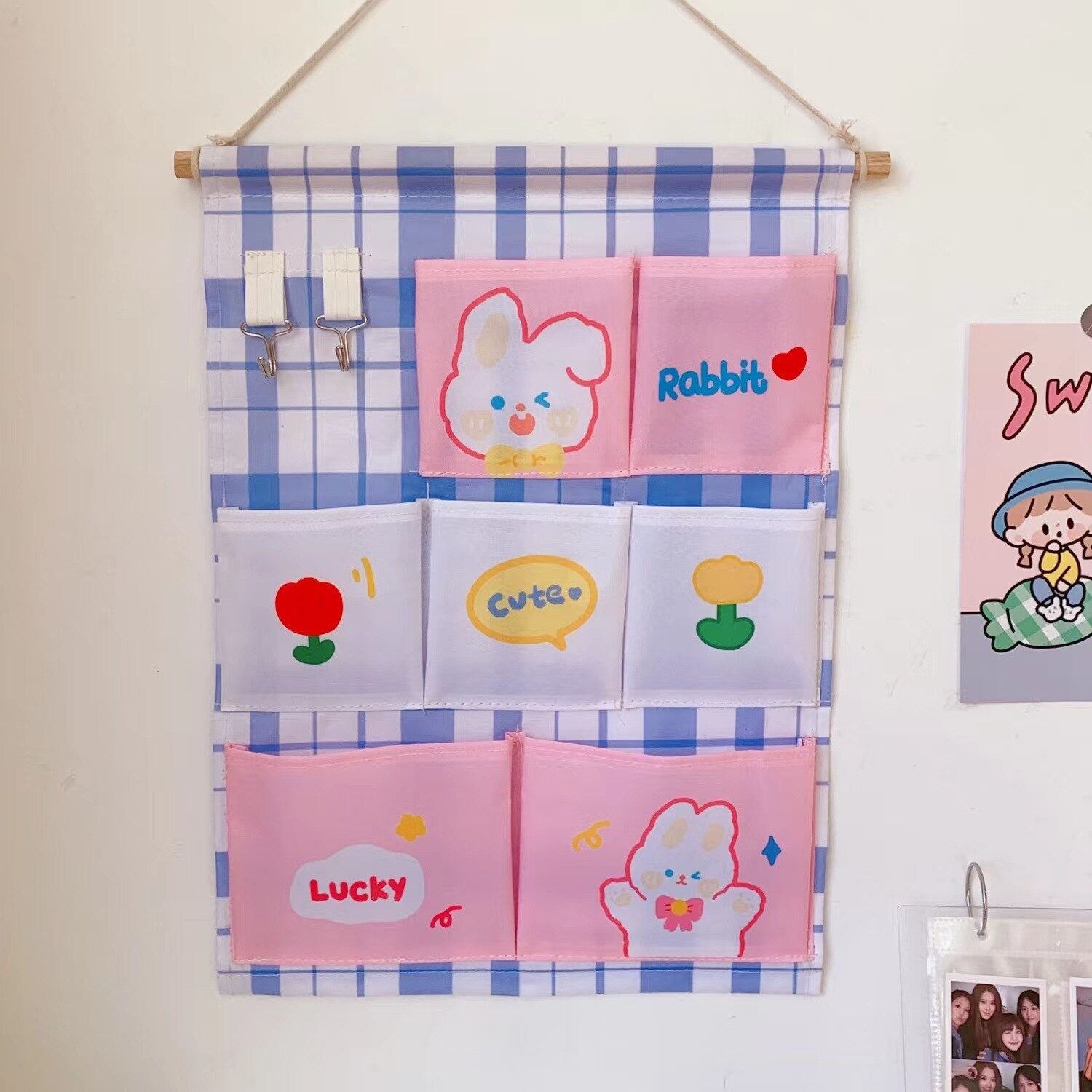 Home Decor Storage Bag Fabric Hanging Bag Cute Bedside Door Back ...