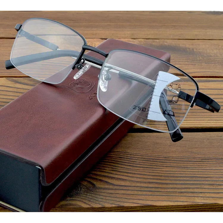 Half-rim Memory Metal Temples Photochromic Progressive Multifocal ...