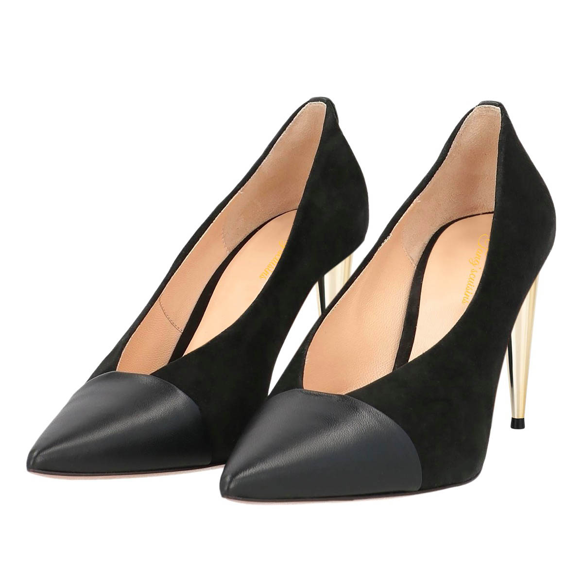 Classy Pointed Toe Slip-On Cone Heel Black Pumps for Women