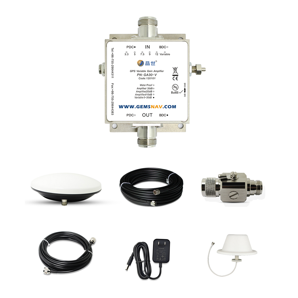Gain Adjustable GPS and GNSS Repeater Kit GNSSRK-M-V
