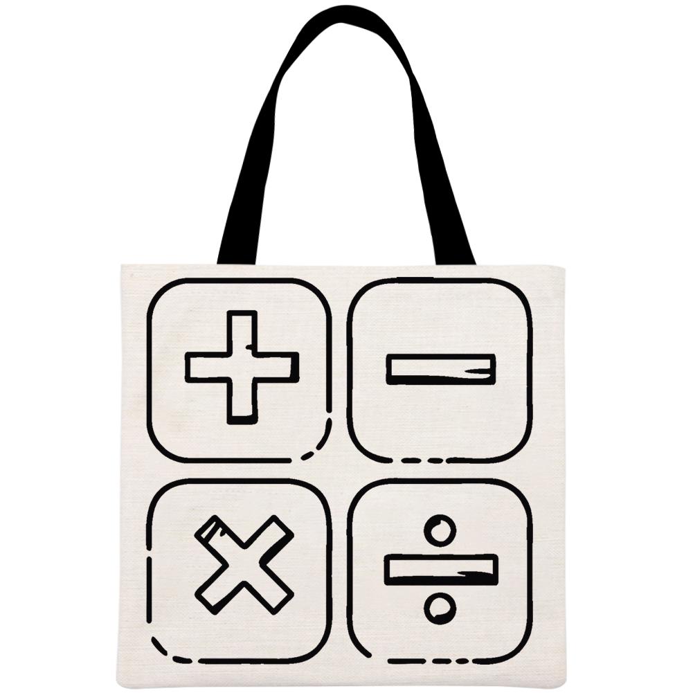 Mathematics Symbol - Large Capacity Printed Linen Bag