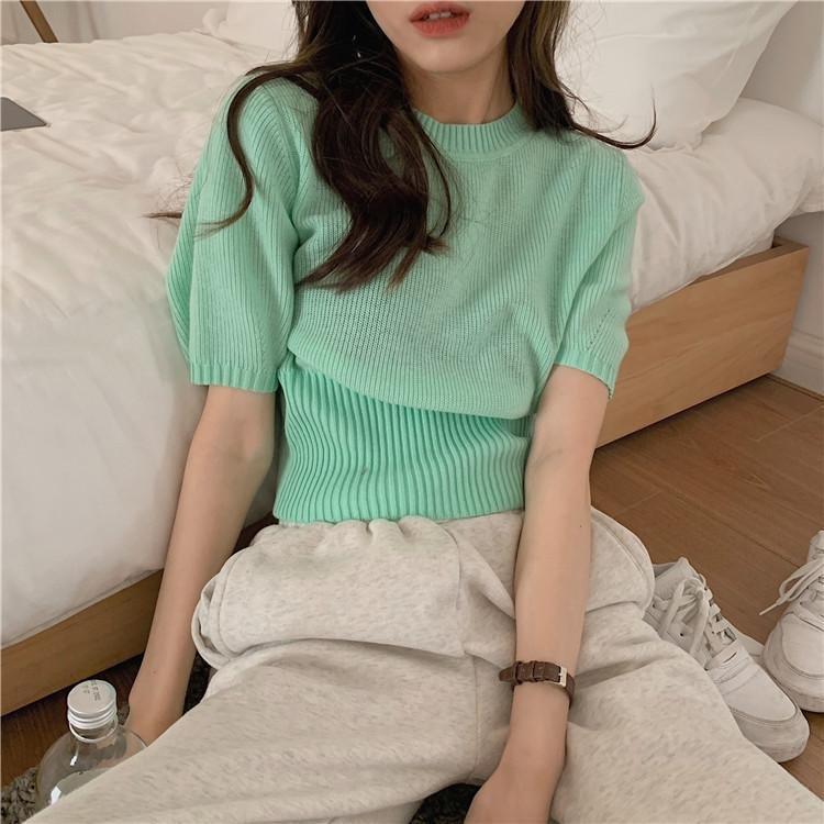 CANDY COLOR KNIT CROP TOP