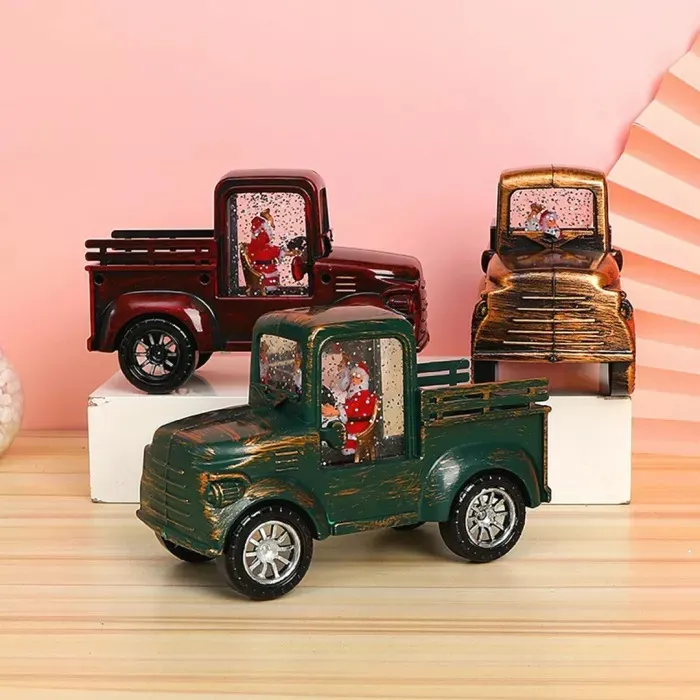 Santa Claus Driving Tractor with Lighted Christmas Tree