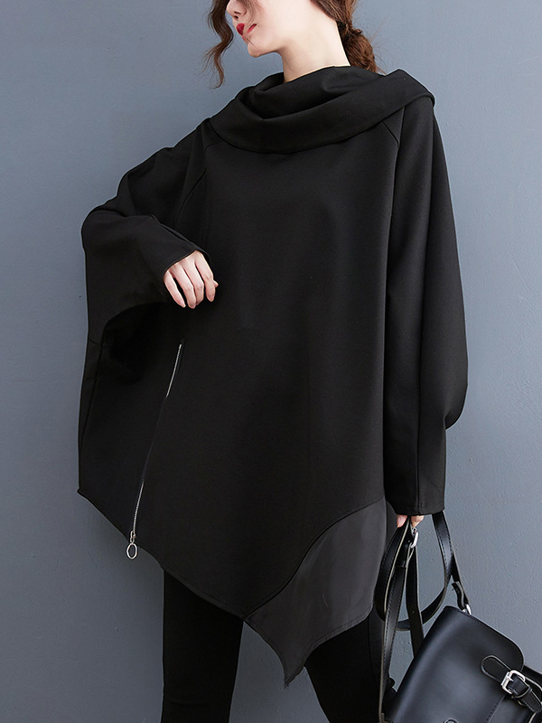 Original Loose Irregular Zipper Long Sleeves Sweatshirt