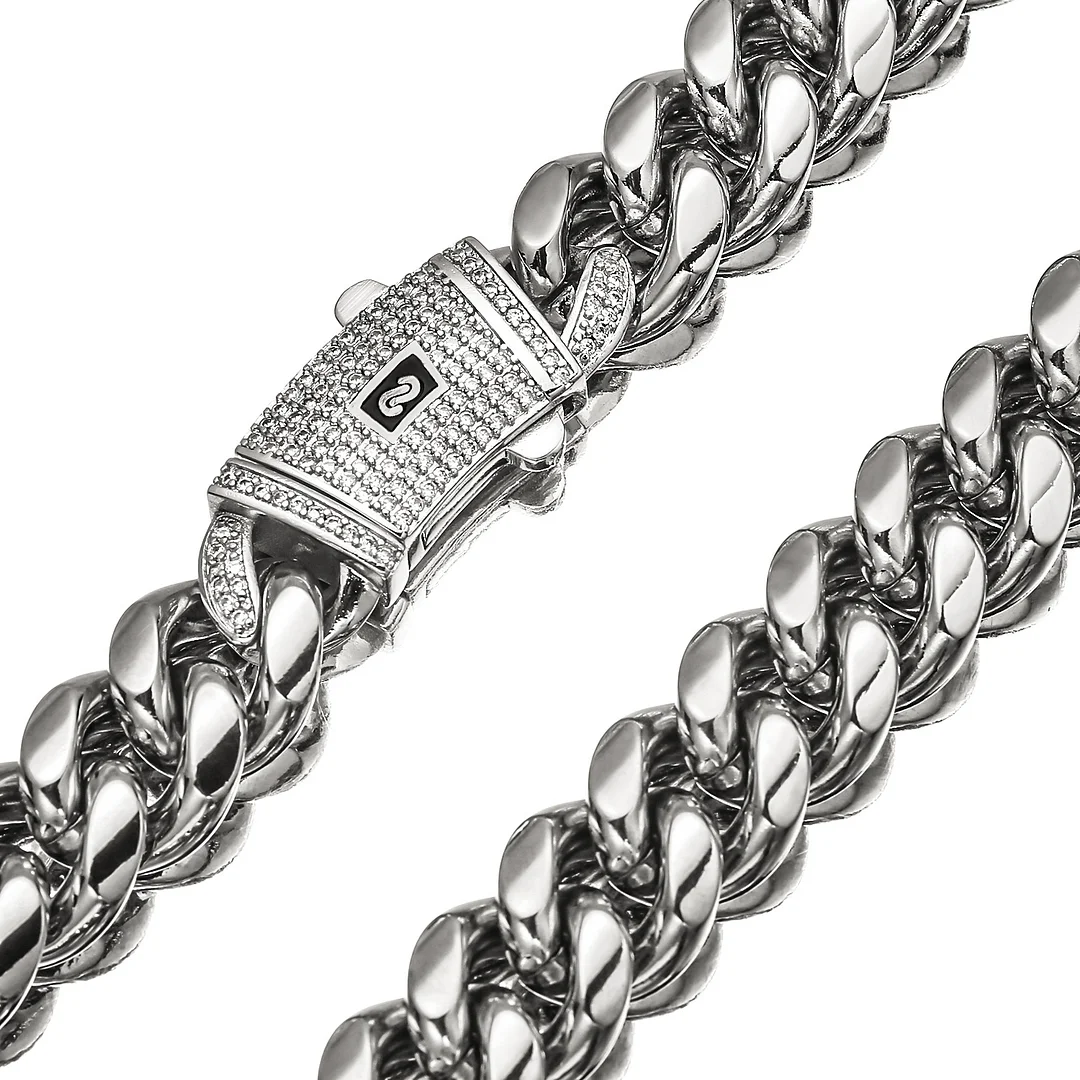 Cuban Link Chain Necklace with Bling Bling Snap Button for Men Boys 6mm ...