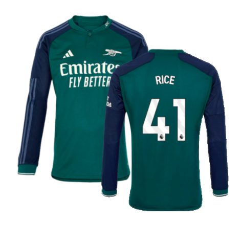 Arsenal Declan Rice 41 Long Sleeve Third Shirt 2023-2024
