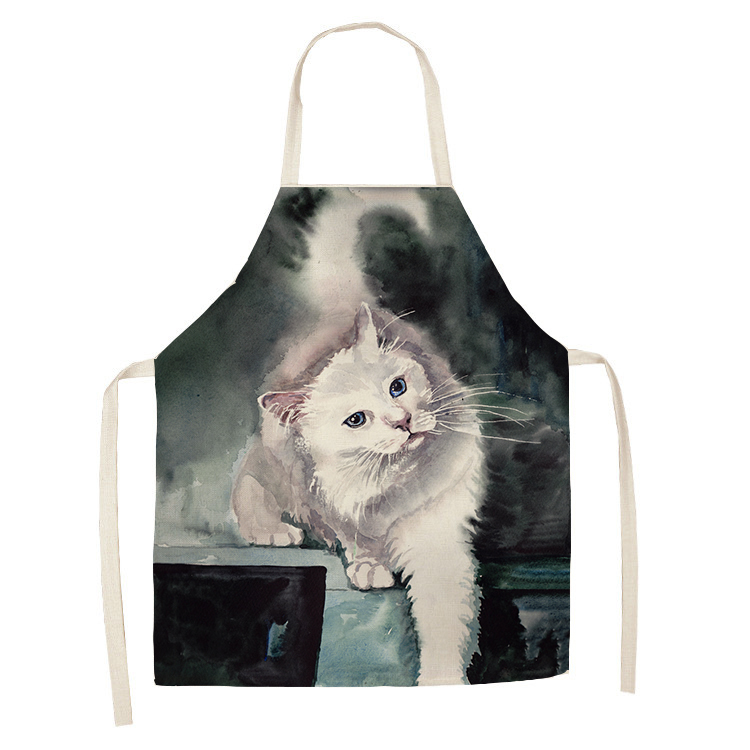 Linen Kitchen Apron - Cat
