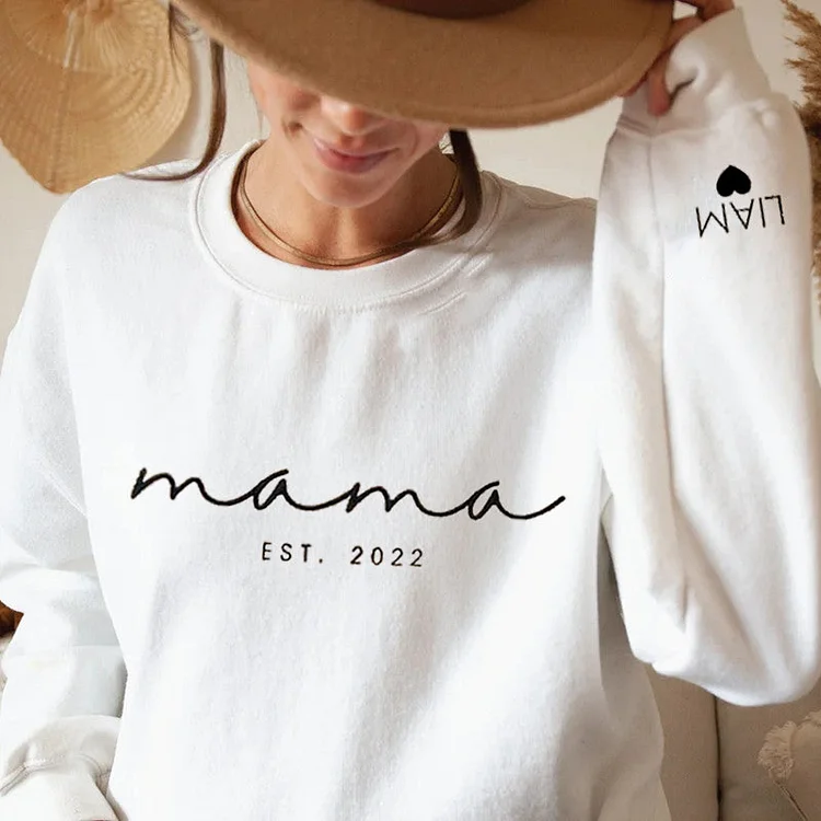 Personalized Mama Est Sweatshirt with Child's Name on Sleeve,Mothers ...