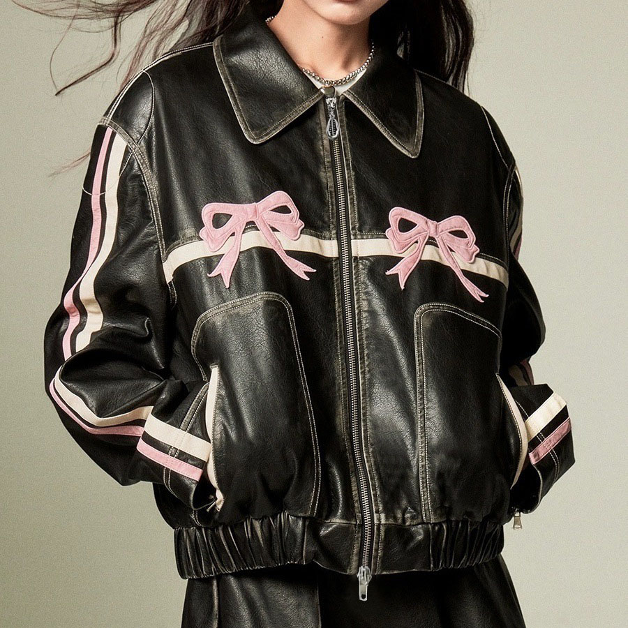 Y2K BOWKNOT PU JACKET