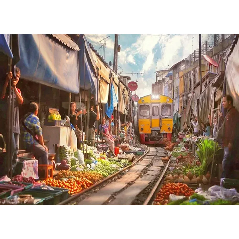 Sunset Street View Landscape (canvas) full round or square drill ...