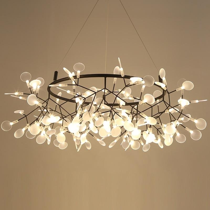 Big Round Modern LED Lamp Firefly Tree Branch Leaf Pendant Light Flower ...