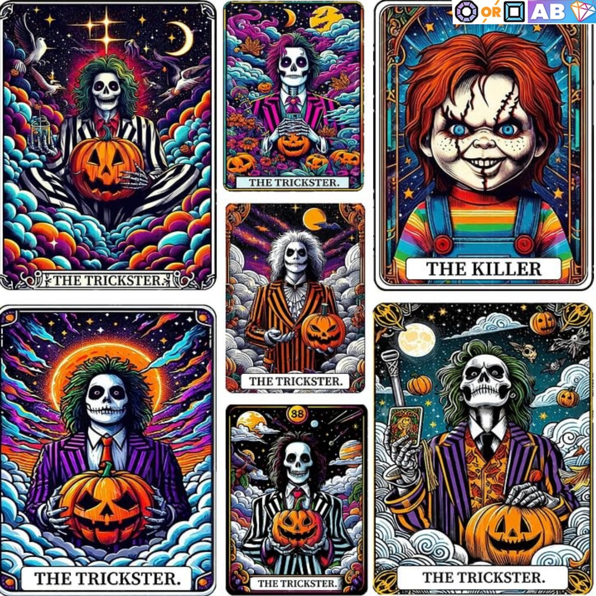 Halloween horror characters tarot cards 40*50CM(Canvas) Diamond Painting