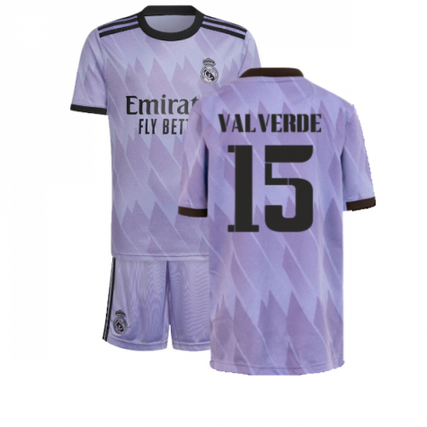 Real Madrid Federico Valverde 15 Kids Away Shirt Mini Kit 2022/23