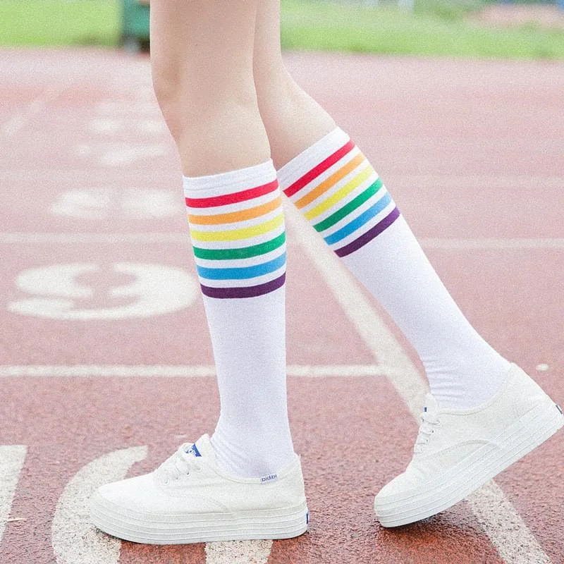 Black/White Kawaii Rainbow Preppy Style Socks SP1812639