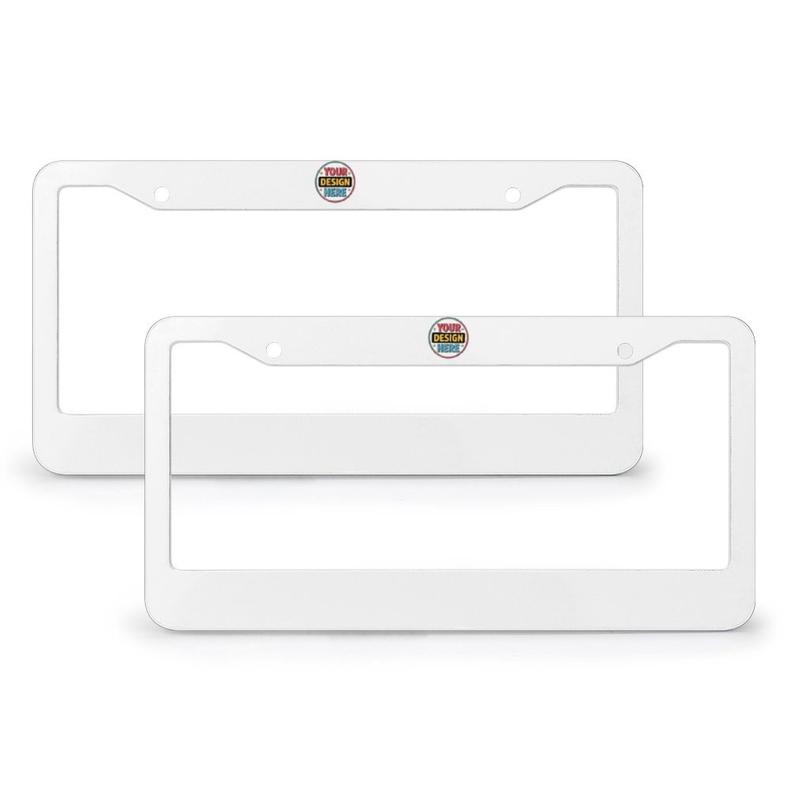 Personality Design License Plate Frames Two Round Holes Pair