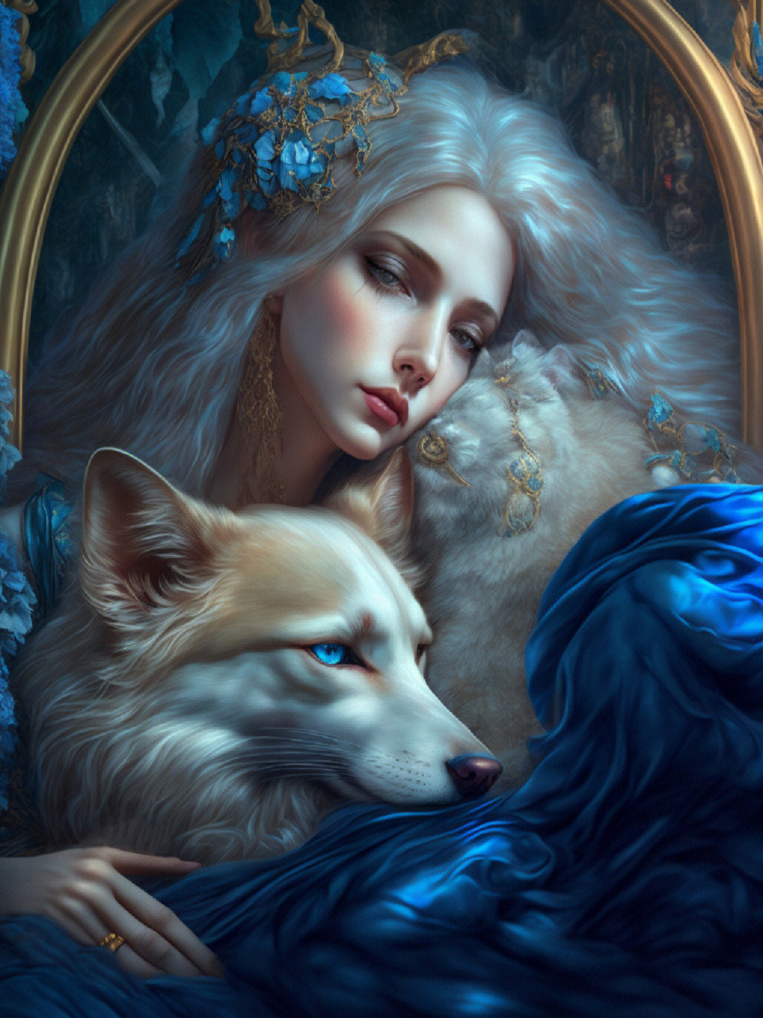 Wolf Beauty (canvas) full round or square drill diamond painting