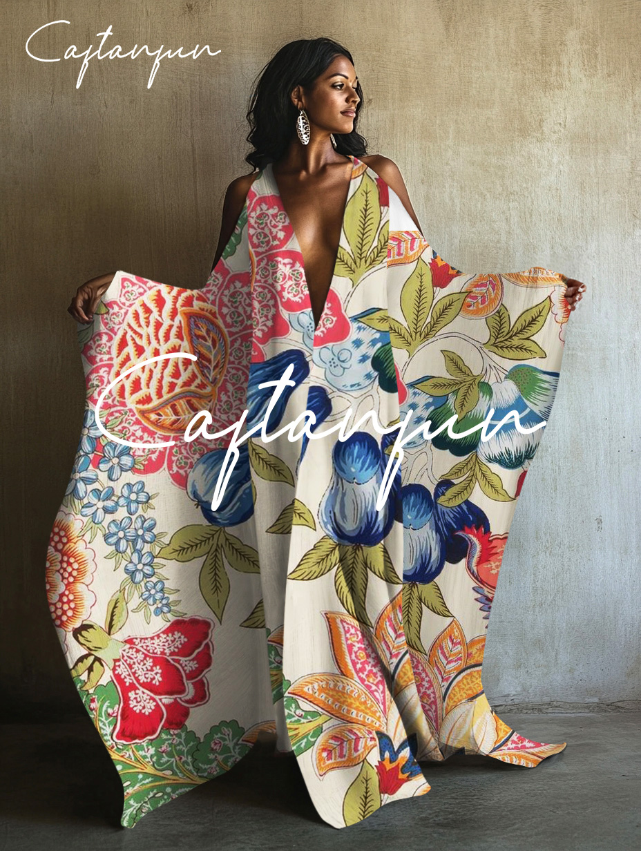 Floral pattern robe dress