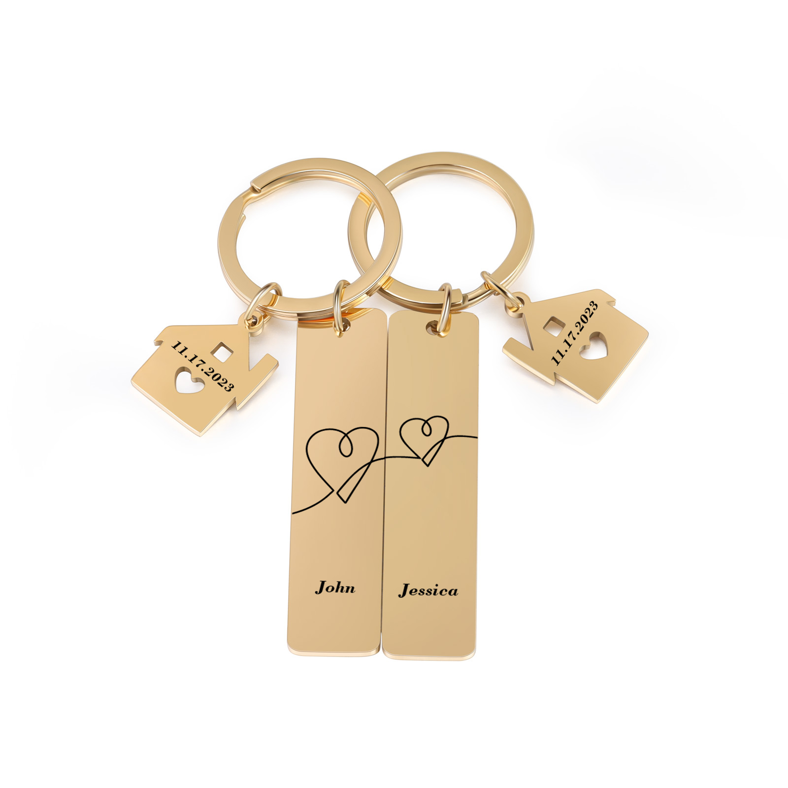 Portachiavi con dolce casa per coppia 2 nomi e 2 date personalizzabile